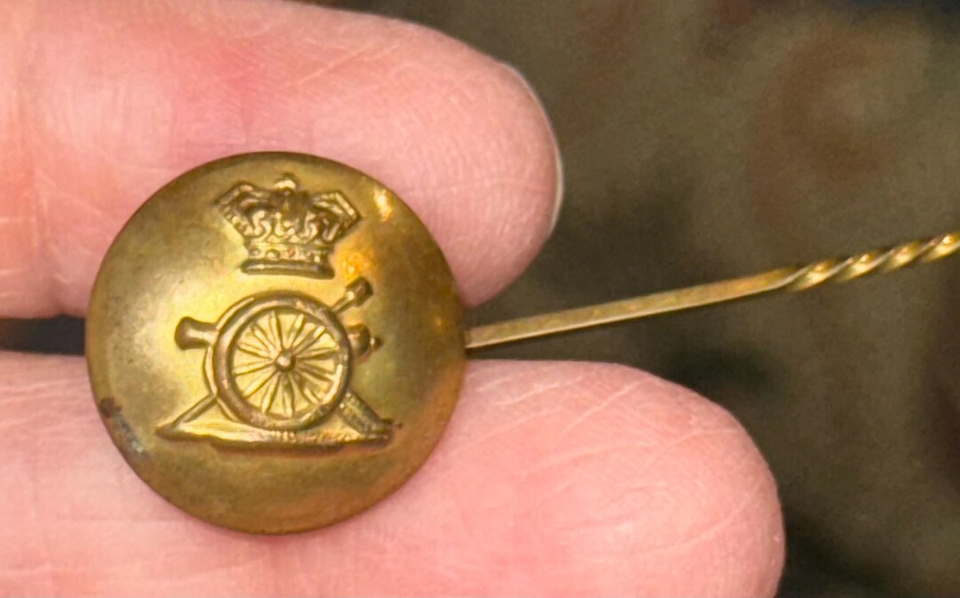 Antique British Artillery Button Hat Pin With Cannon & Crown - Etsy