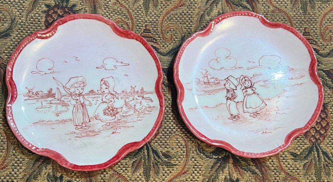 Sweet Antique Scalloped Handpainted Pair of 2 Dutch Plates - Etsy