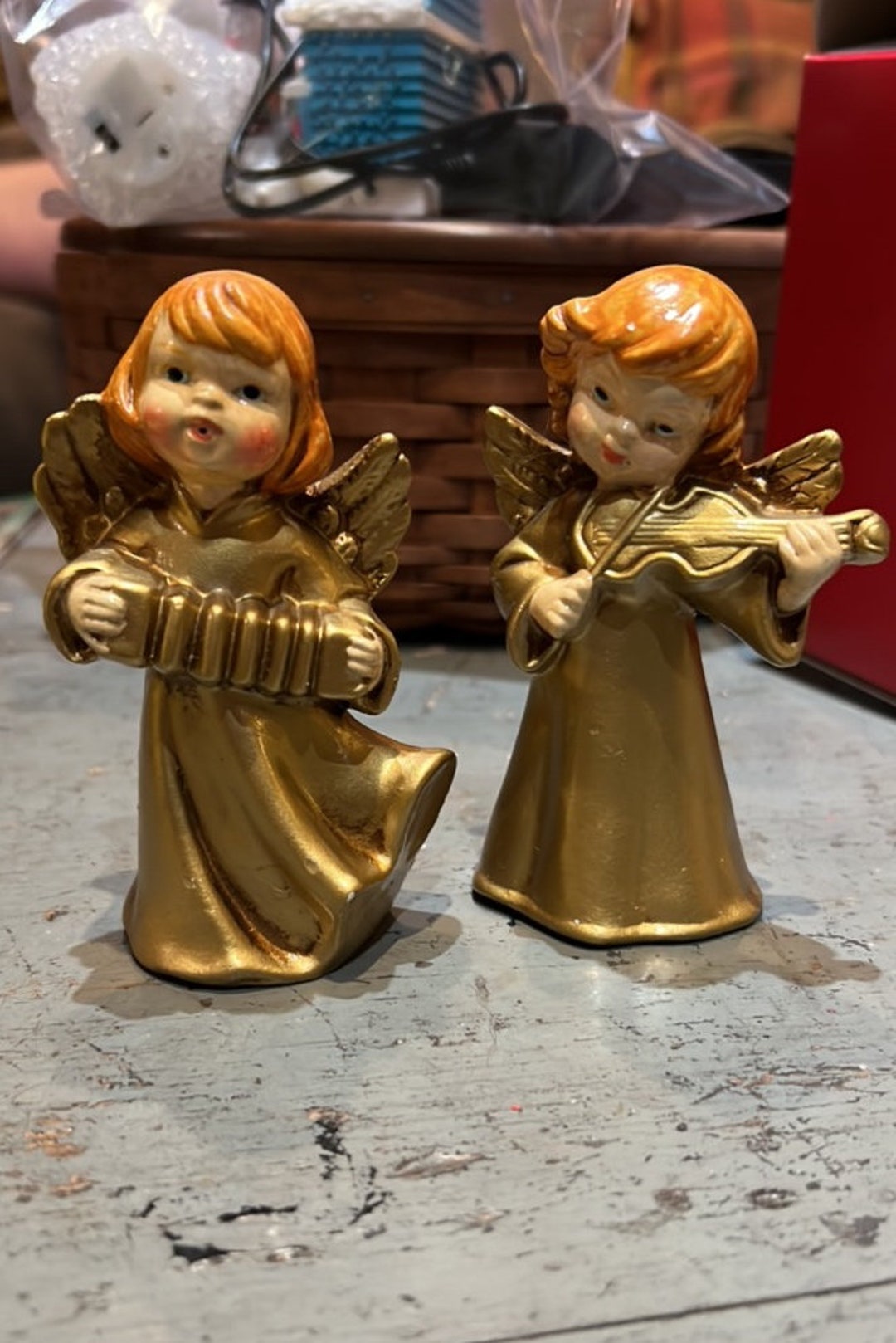 Darling Pair of Made in Japan Antique Ceramic Composition Angels ...