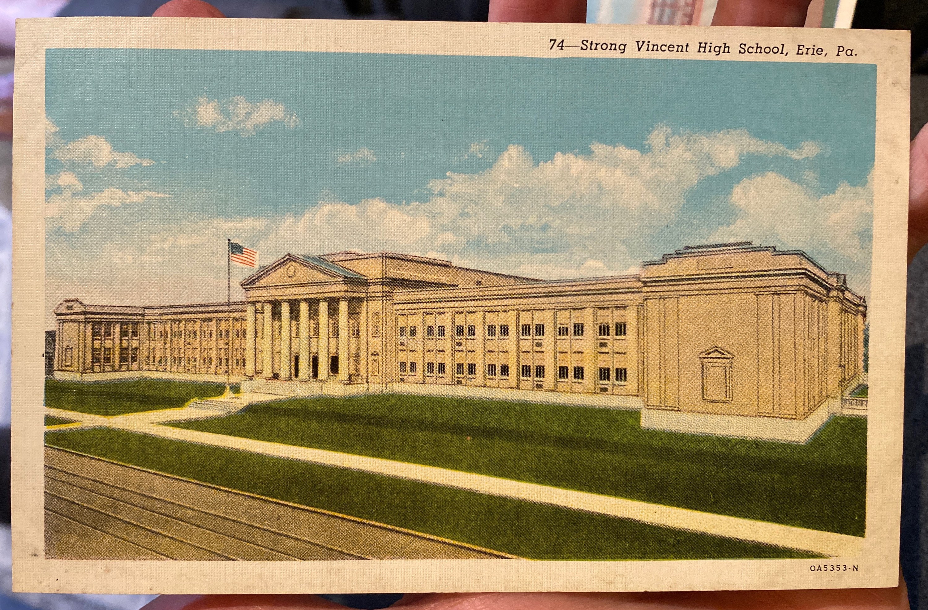 Antique Linen Postcard of Strong Vincent High School in Erie - Etsy UK