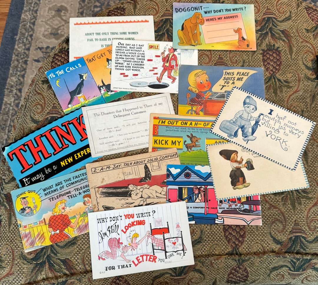 Cool Collection of 14 Antique Vintage Funny Postcards From 1940-50s - Etsy