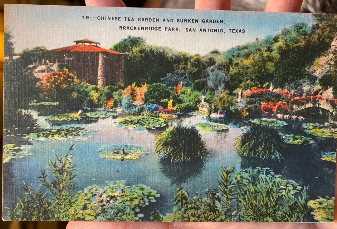 Lovely Antique Colorized Postcard of Chinese Tea Garden and Sunken ...