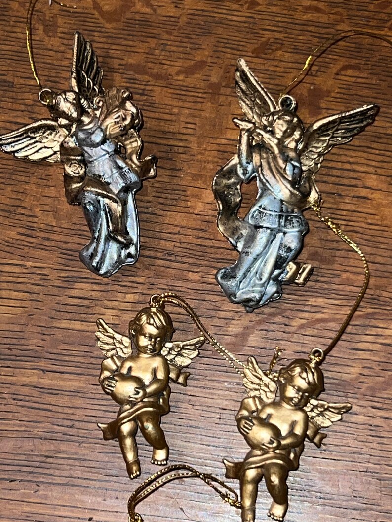 Cute Collection of 6 Vintage Plastic Resin Angels & Cherubs Christmas ...