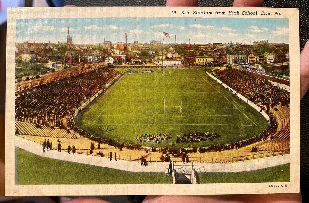 Gorgeous Antique Linen Postcard of Erie Stadium From High School in ...