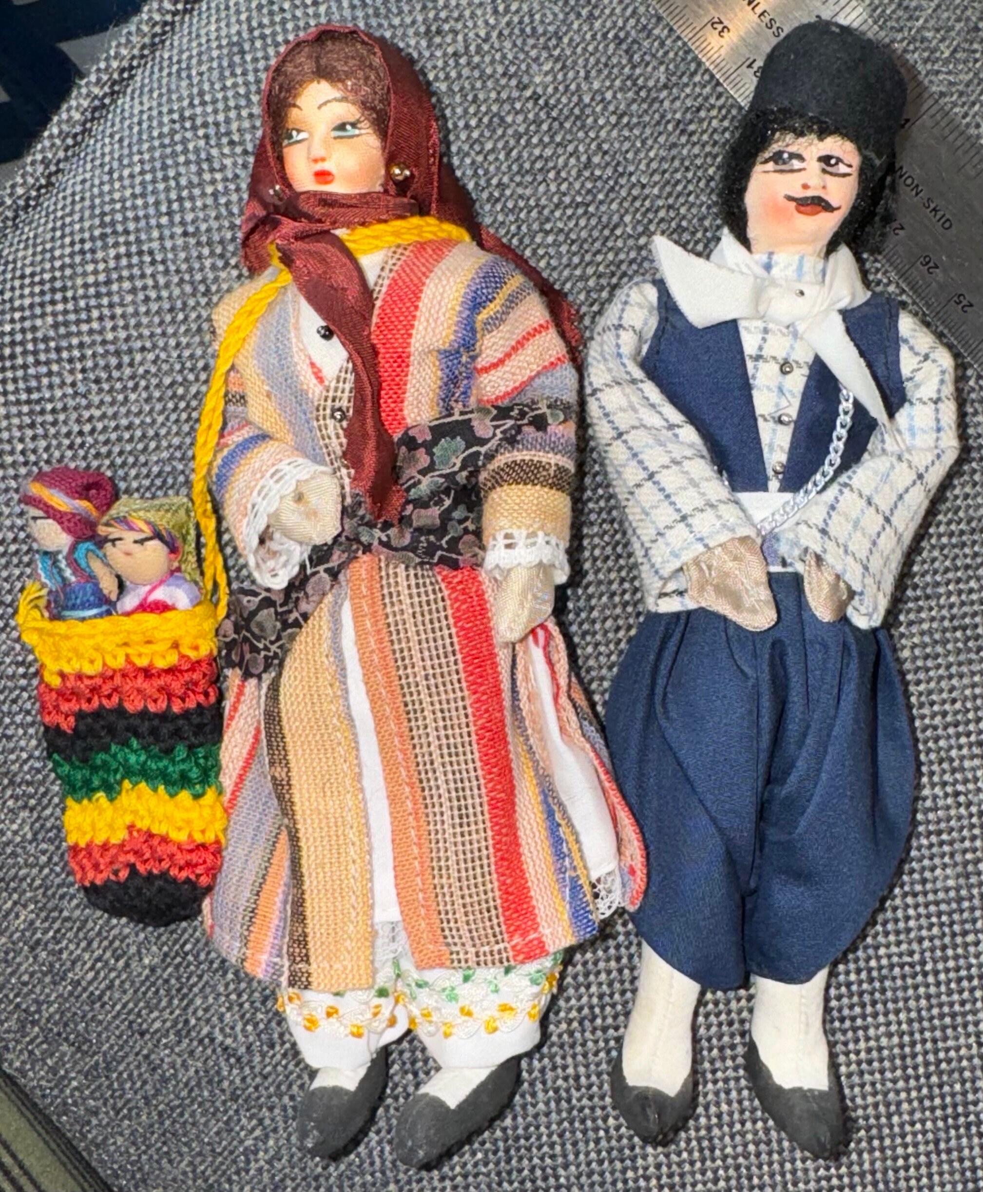 Beautiful Pair of 2 Vintage Eastern European Asian Family of Man, Woman ...