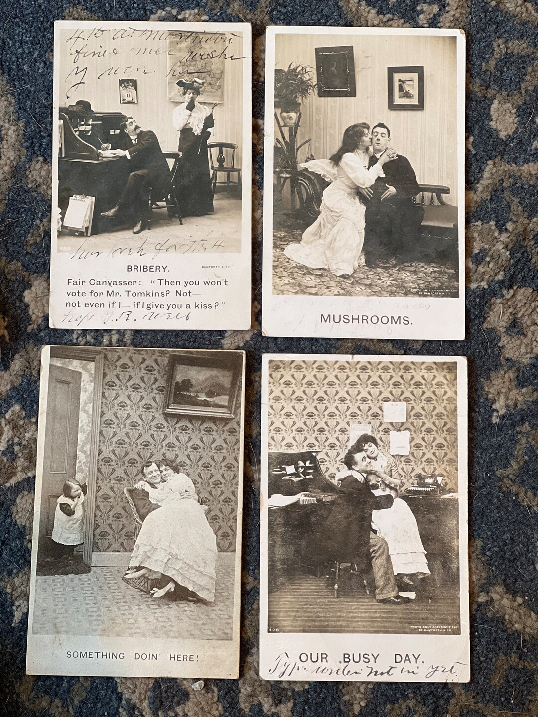 Fabulous Collection of 4 Antique Victorian Postcards of Cuddling ...