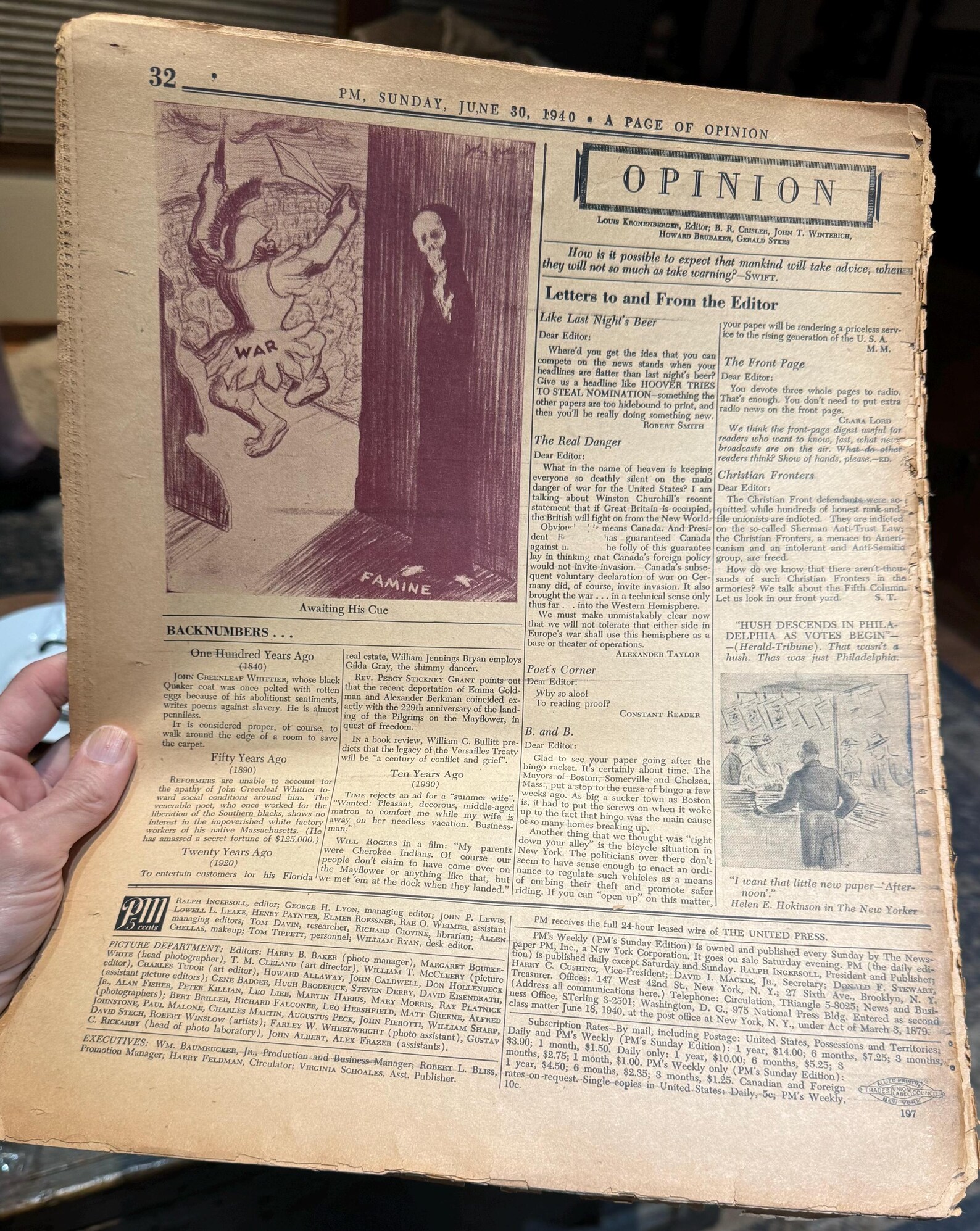 Antique New York Newspaper Insert: Pm’s Sunday Edition June 30, 1940 - Etsy