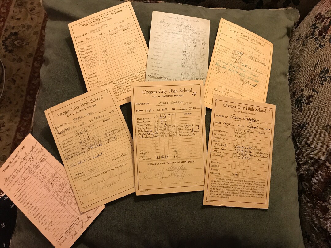 Seven Antique 1920s-30s Oregon City Public Schools Report Cards - Etsy