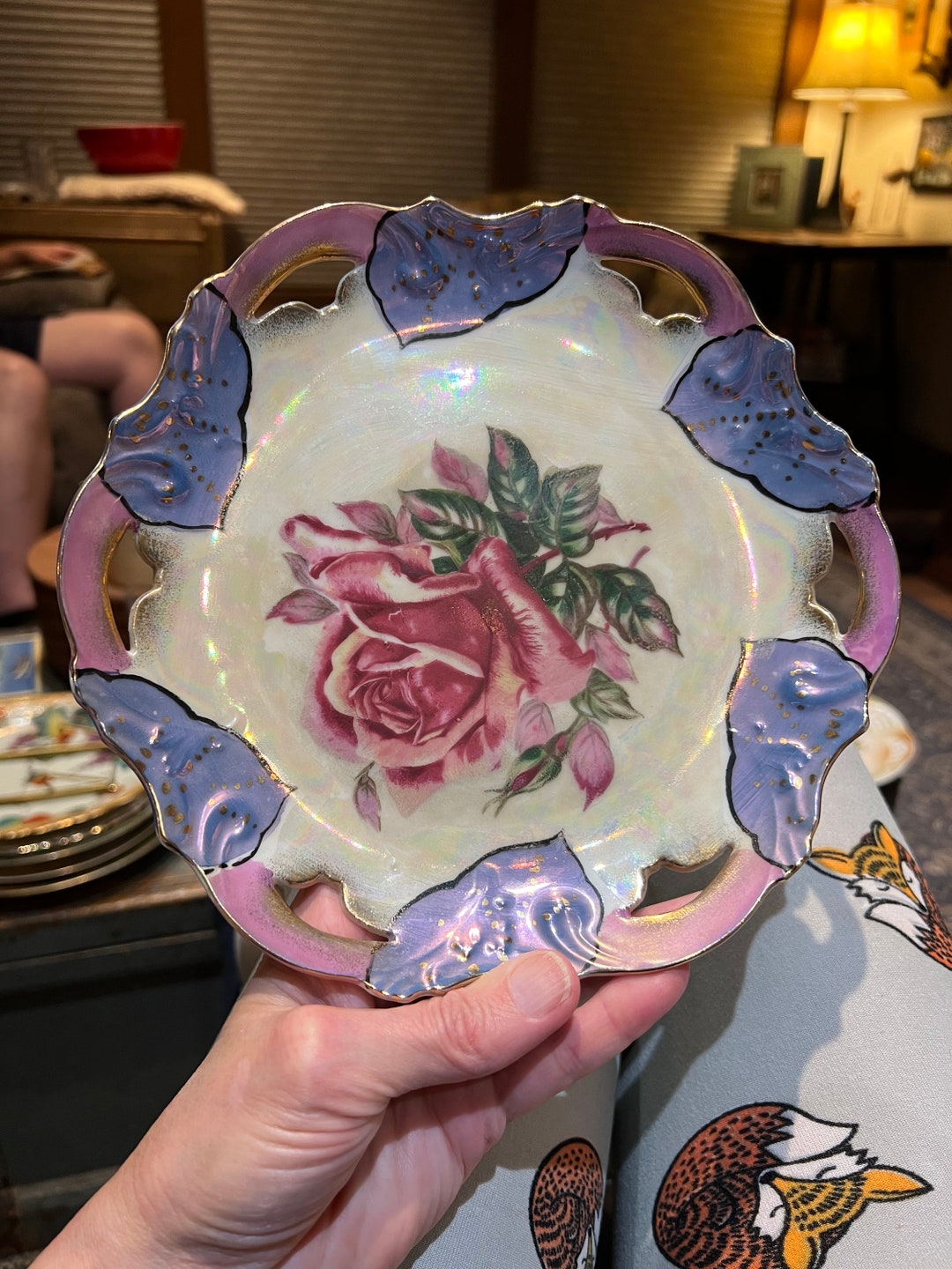 Beautiful Trimont Ware Japan Pink Rose & Iridescent Pearl 8” Porcelain ...