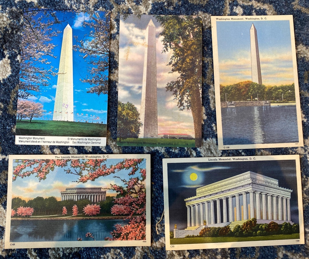 5 Stunning Antique Postcards From 1930s of Washington Memorial and ...