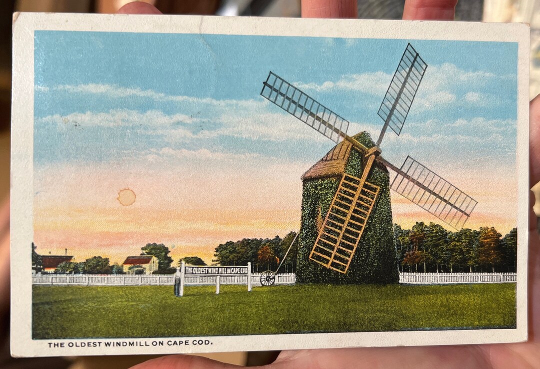 Fabulous Antique Colorized Postcard of the Oldest Windmill on Cape Cod ...