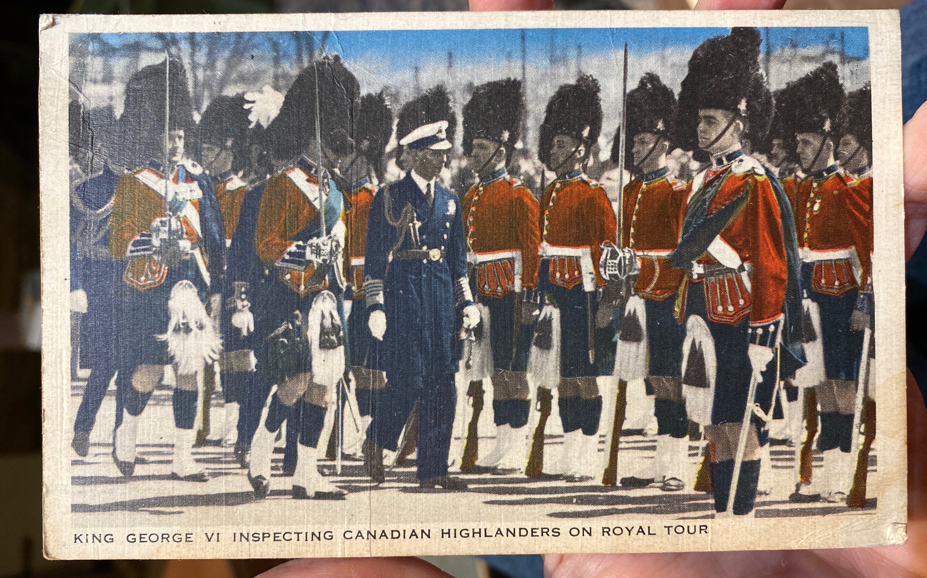 Lovely Antique Colorized Postcard of King George VI Inspecting Canadian ...