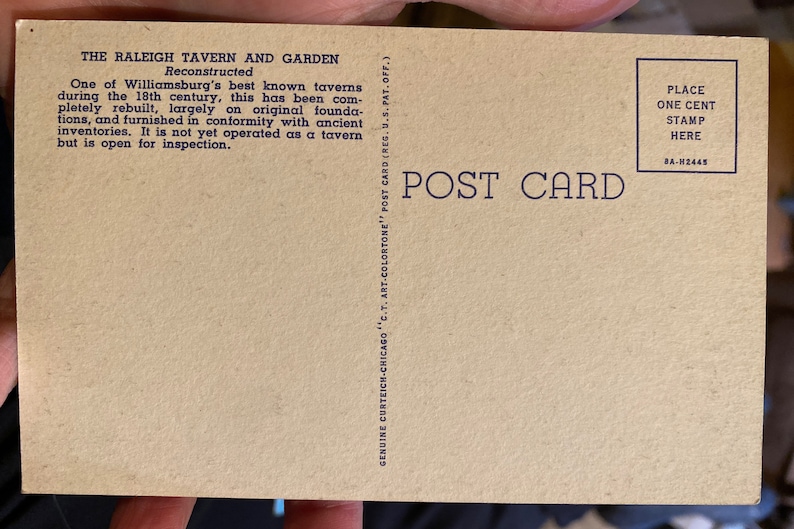 Lovely Antique Linen Postcard of Raleigh Tavern and Colonial - Etsy