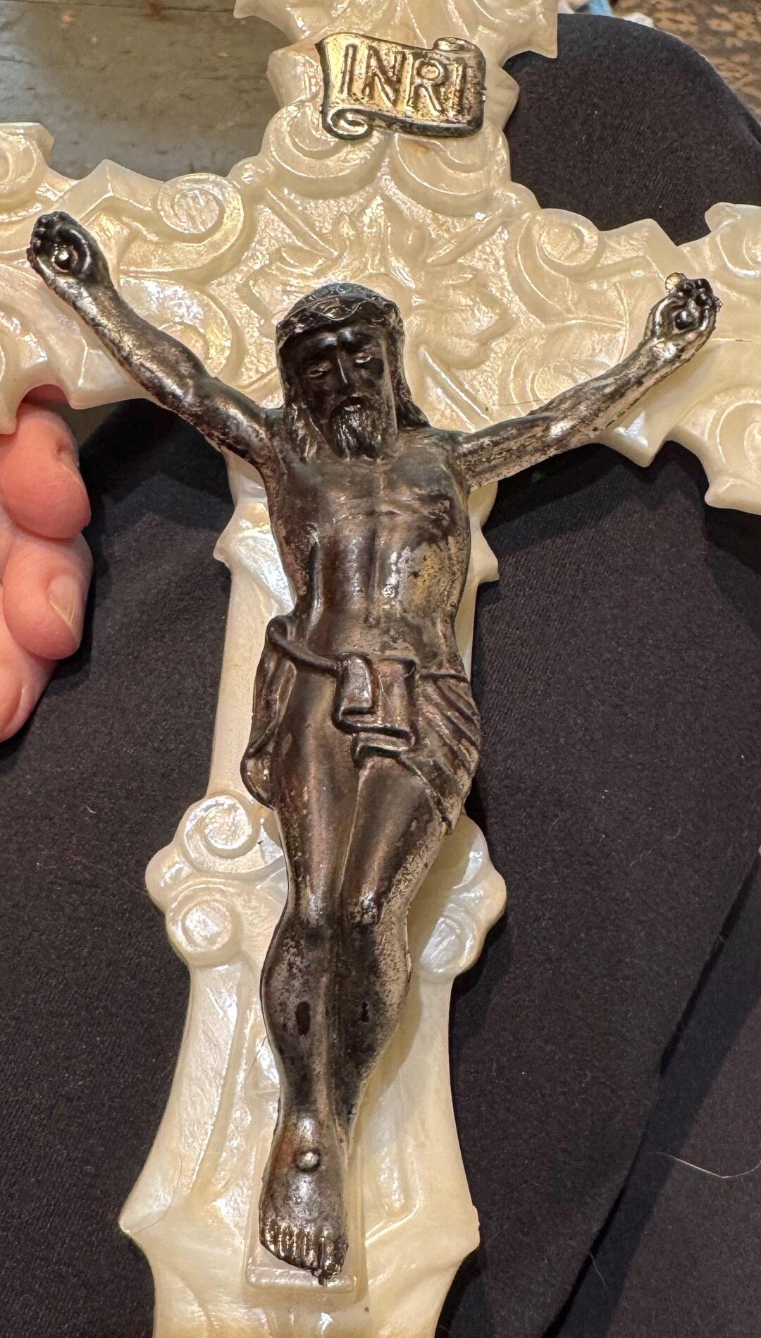 Cool Vintage Cross Crucifix White Pearlized Plastic - Etsy