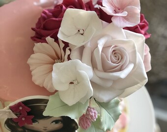 Decoration Set amber Sugar Flowers Cake Toppers | Etsy UK