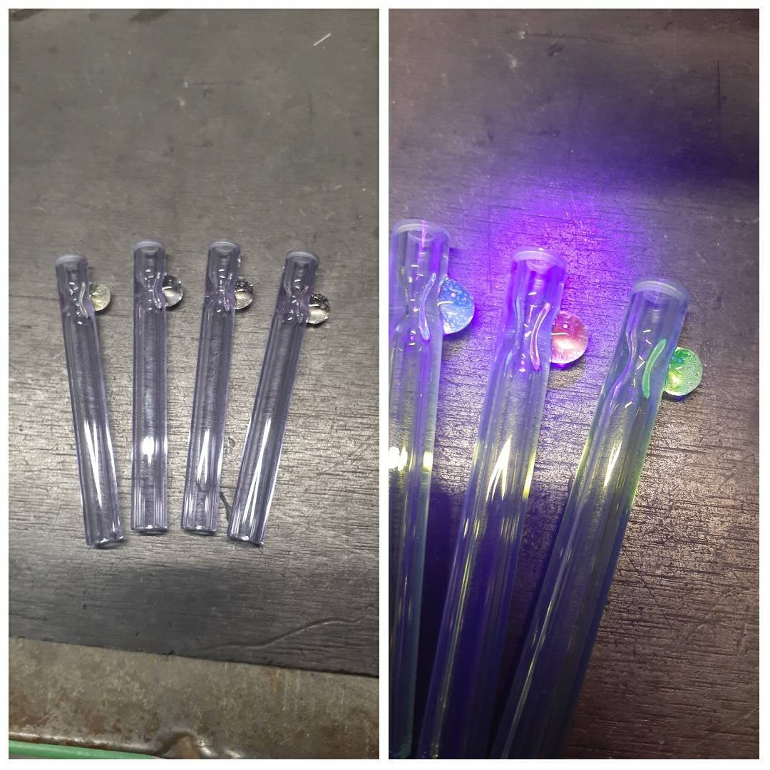 Translucent Purple Glass One Hitter With Choice of Color UV Dot (please ...