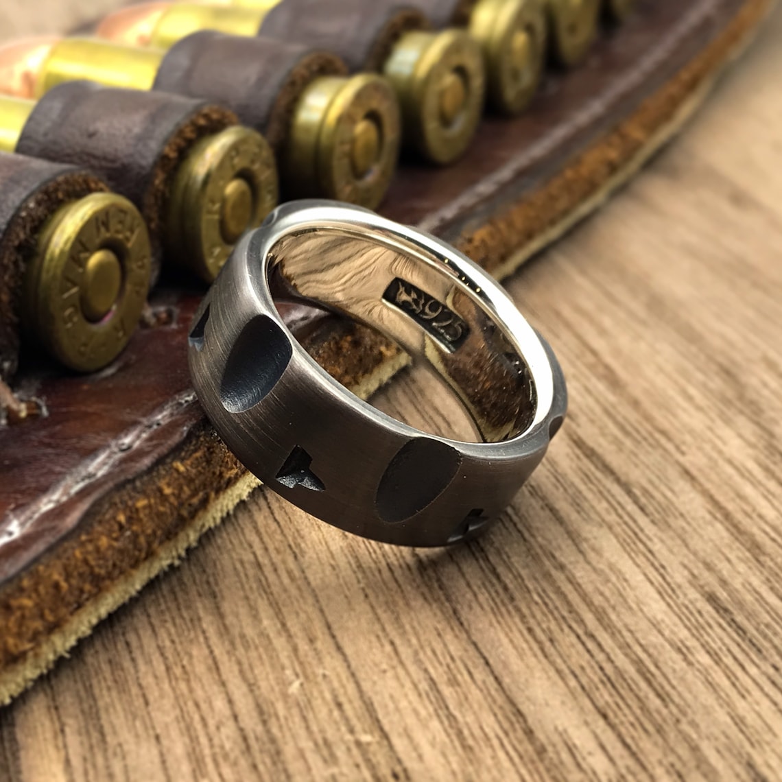 Outlaw Oxidized Sterling Silver Revolver Ring - Etsy