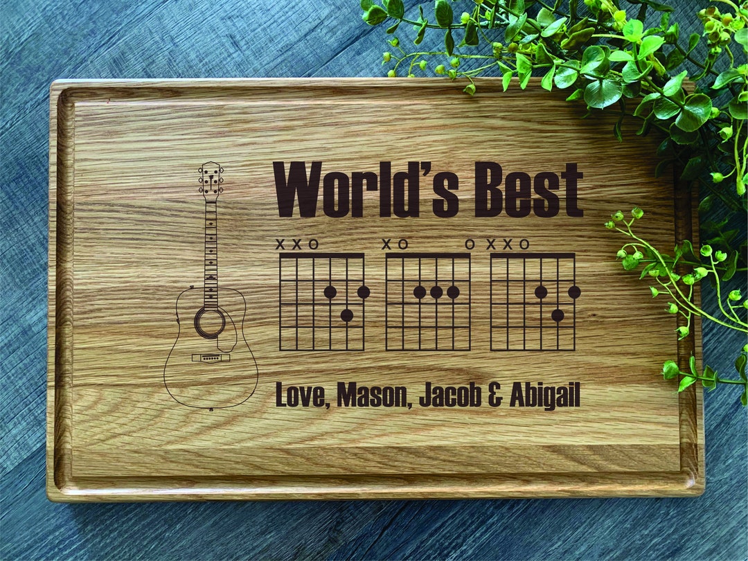 World's Best Dad Guitar Chords Cutting Board, Personalized Cutting ...