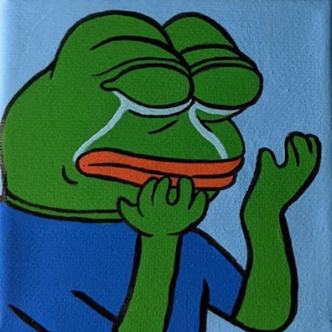 Painting on Canvas - Pepe Hands Crying - Etsy