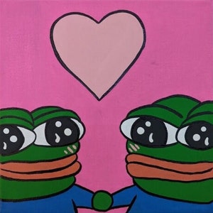 Painting on Canvas - Pepe Love Holding Hands - Etsy