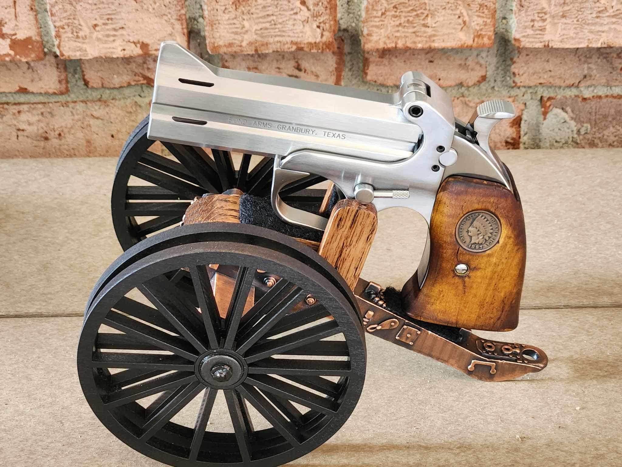 Bond Arms Hand Cannon Display Stand With 4.5” Diameter Dual Wood Wheels ...