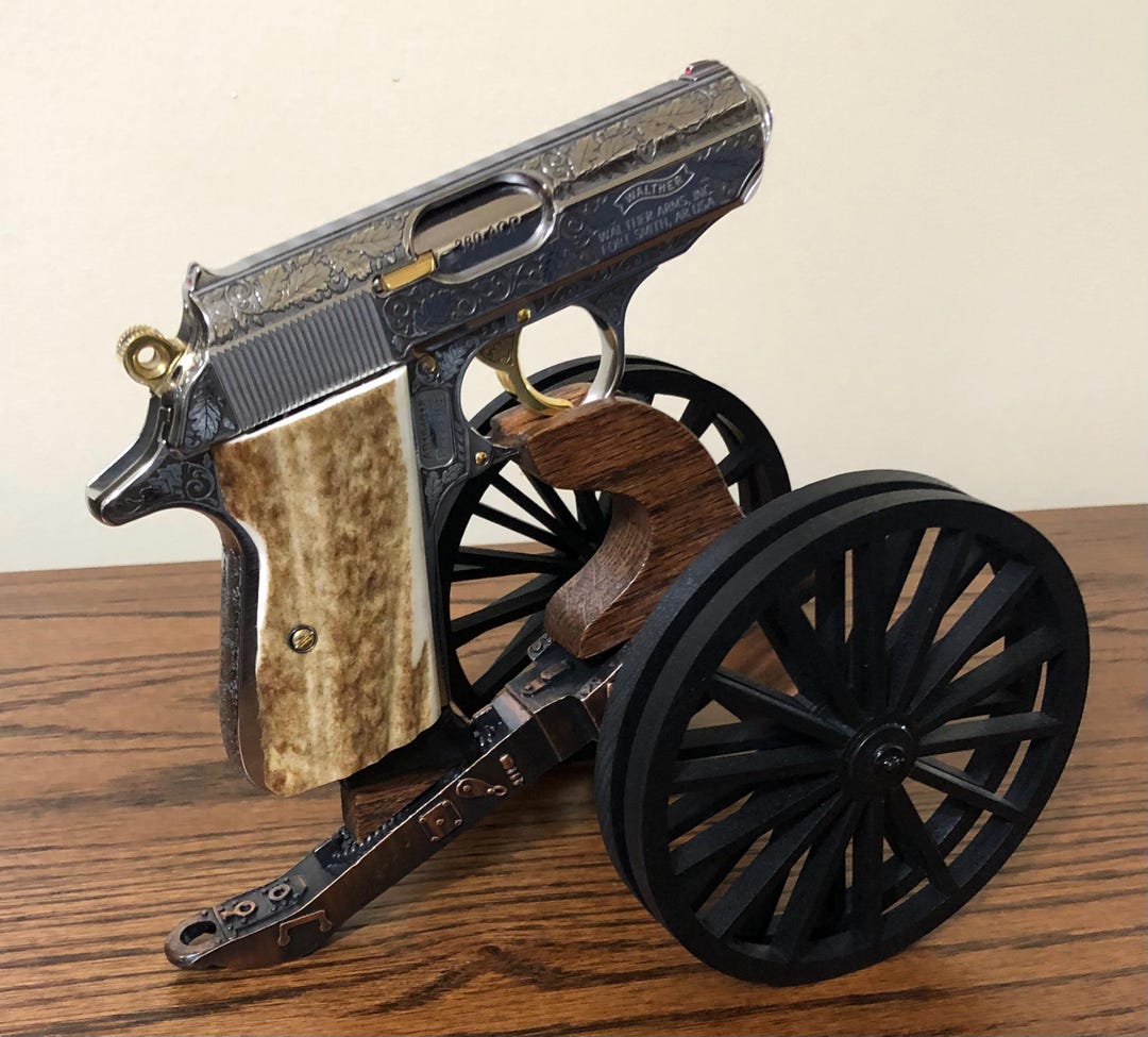 Walther PPK/S Hand Cannon Display Stand With 4.5 Diameter Dual Wood ...