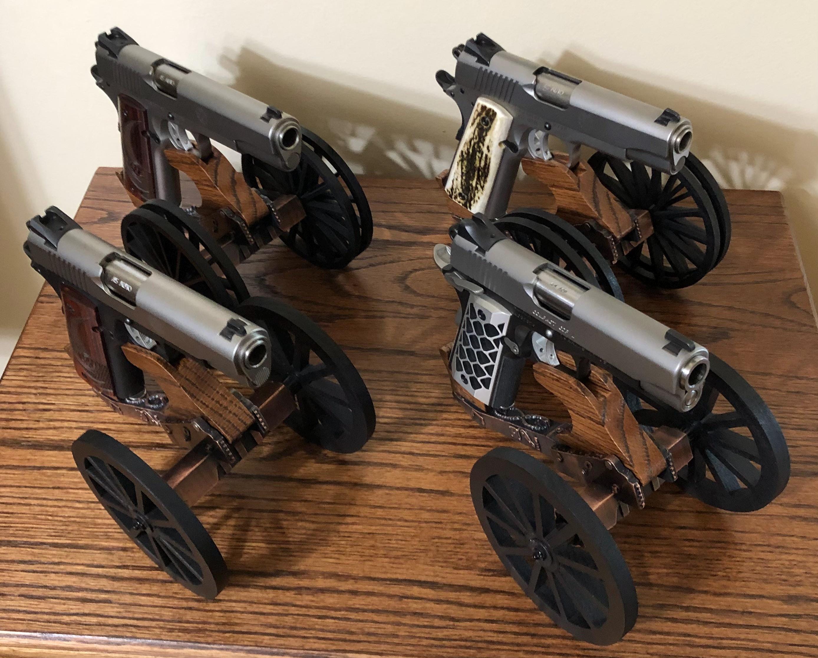 1911 Hand Cannon Display Stand With 4.5 Diameter Wood Wheels - Etsy
