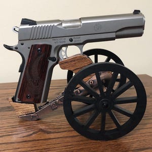 1911 Hand Cannon Display Stand With 4.5” Diameter Wood Wheels - Etsy