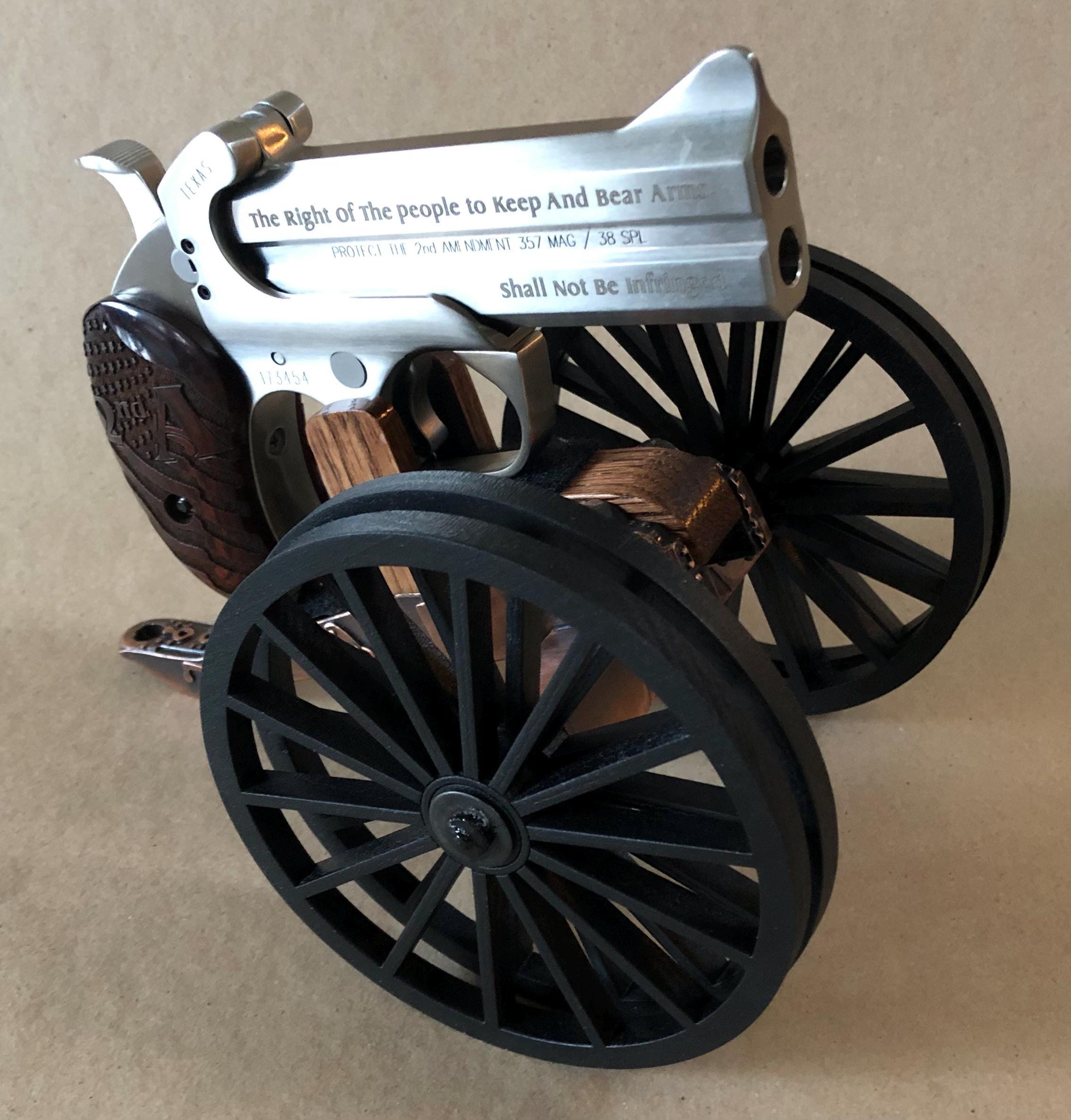 Bond Arms Hand Cannon Display Stand With 4.5” Diameter Dual Wood Wheels ...