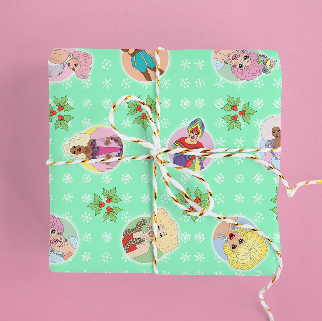 1 Sheet and Gift Tag Rupaul's Drag Race Christmas Wrapping Paper Gift ...