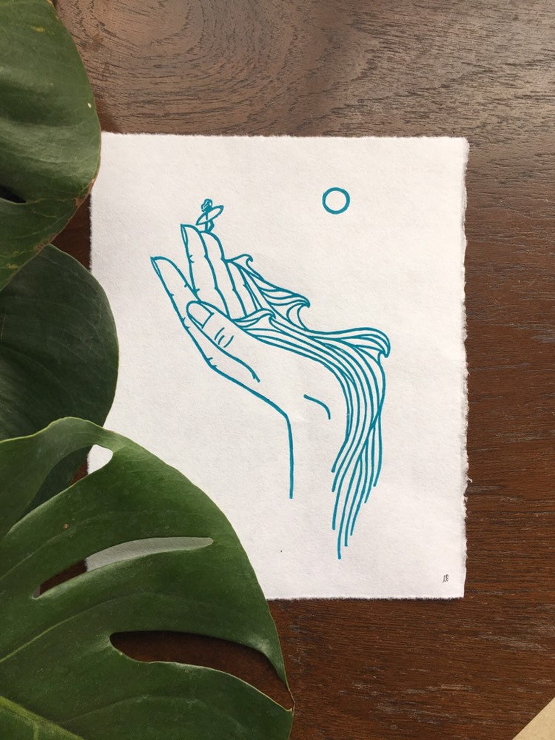 Steps Linocut Surf Ocean Lino Print Waves Wall Art - Etsy