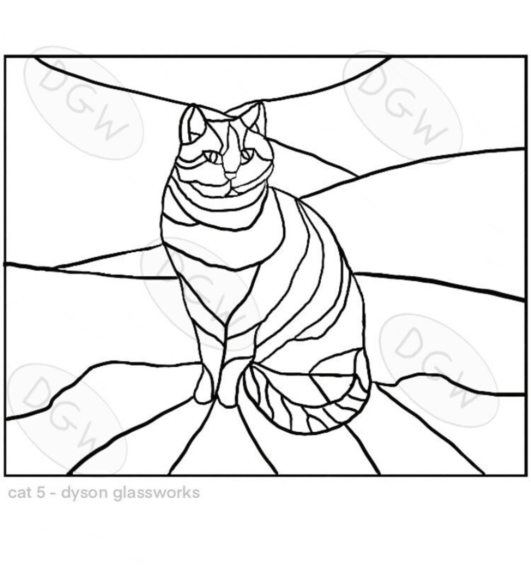 Digital Download Stained Glass Pattern - Cat 5 - Etsy