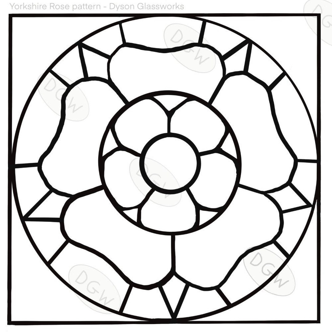 Digital Download Stained Glass Pattern - Yorkshire Rose - Etsy