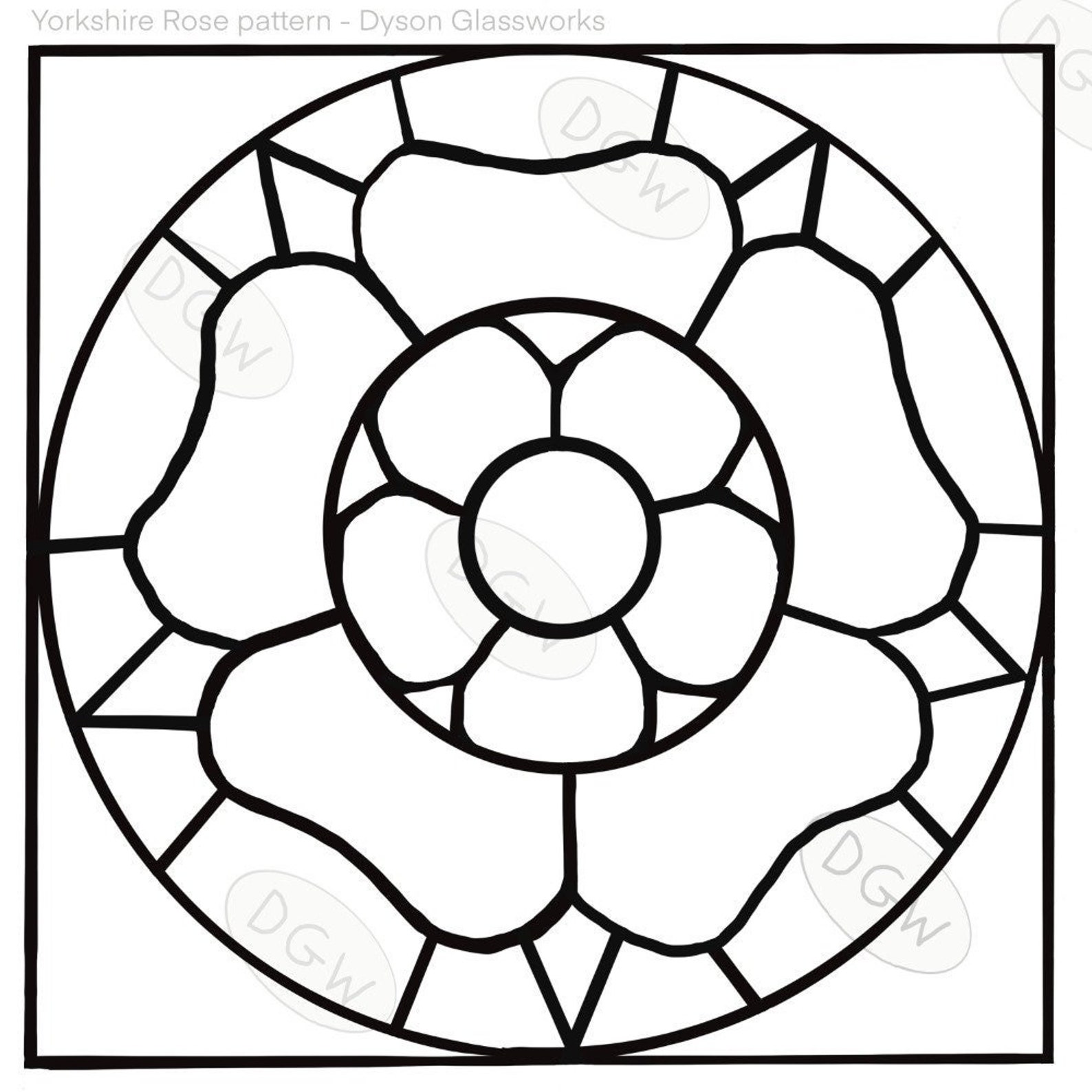 Digital Download Stained Glass Pattern - Yorkshire Rose - Etsy