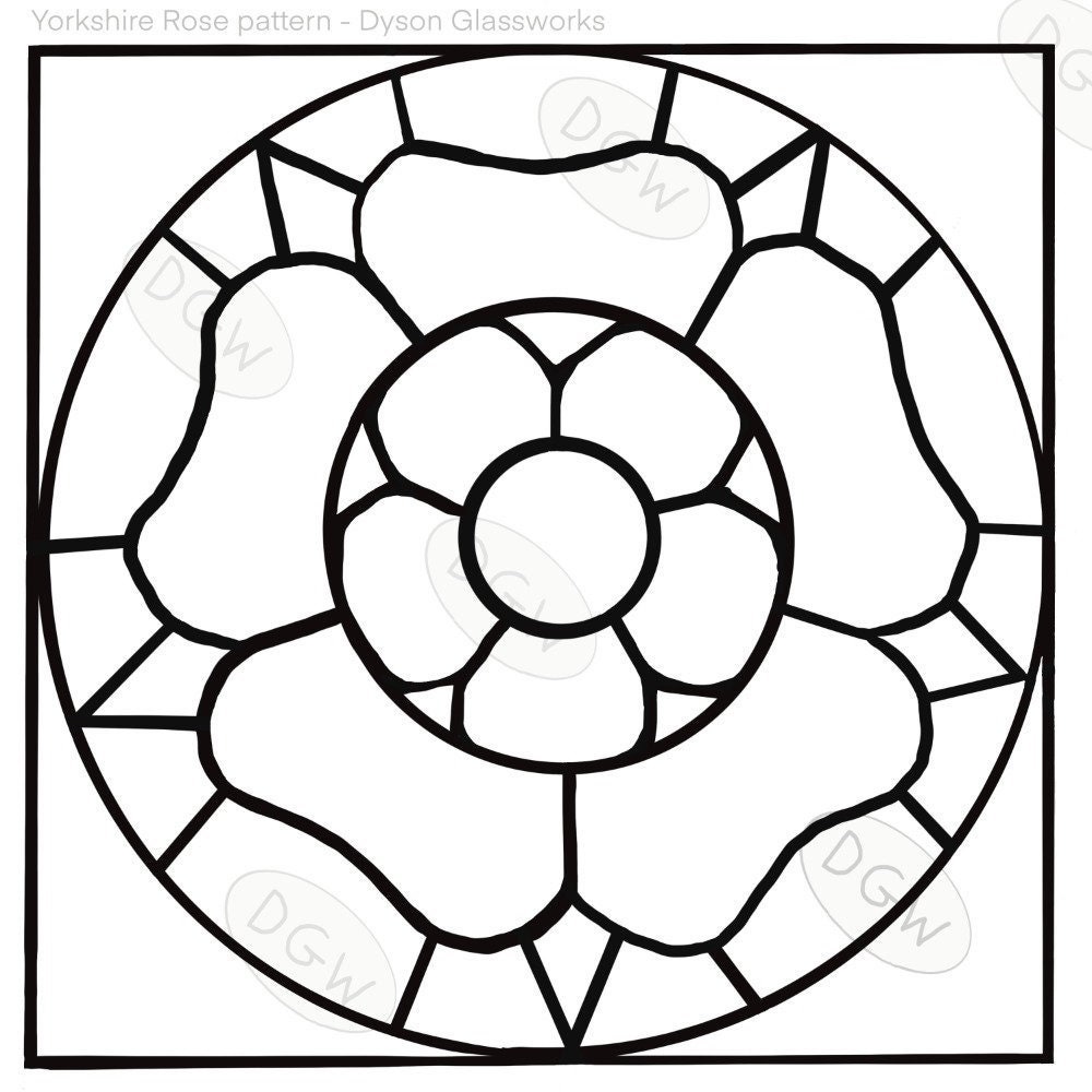 Digital Download Stained Glass Pattern - Yorkshire Rose - Etsy