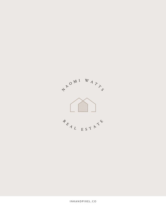 Round Real Estate Logo With House Premade Logo for Real | Etsy