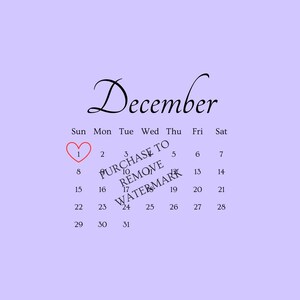 December 2024 Calendar for Cake Topper Heart Circle or Square Cake Burn ...