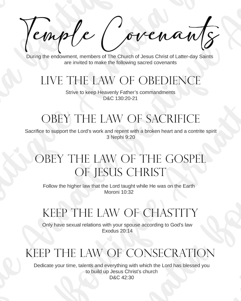 Temple Covenants Lds Wall Art Lds Printable Lds Art Wall - Etsy