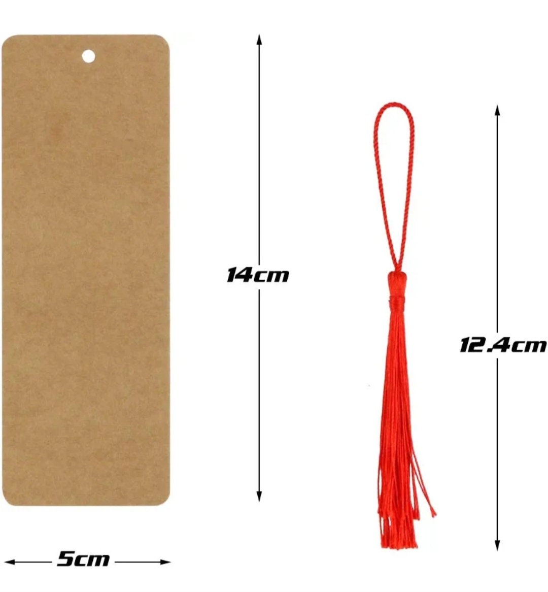 30 Pcs Kraft Paper Blank Cardstock Bookmarks, 30 Colorful Tassels for ...