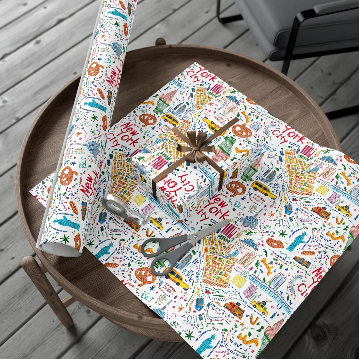 NYC Landmarks Gift Wrap: Colorful New York City Wrapping Paper - Etsy