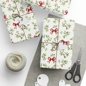 Wrapping Paper: Jolly Holly Bow | Gift Wrap | Birthday | Holiday ...