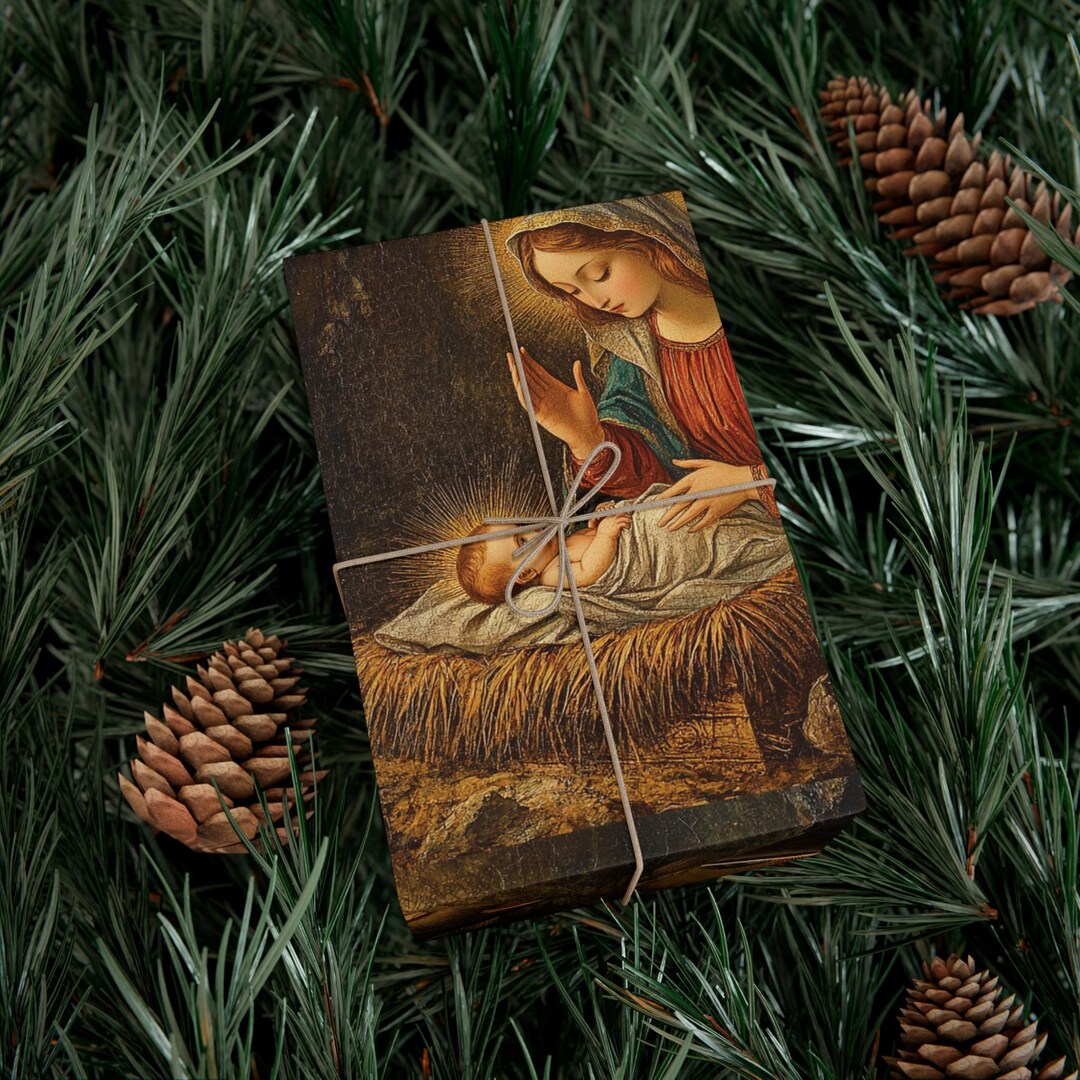 Renaissance Gift Wrap Paper for Special Occasions, Baby Jesus Christmas ...