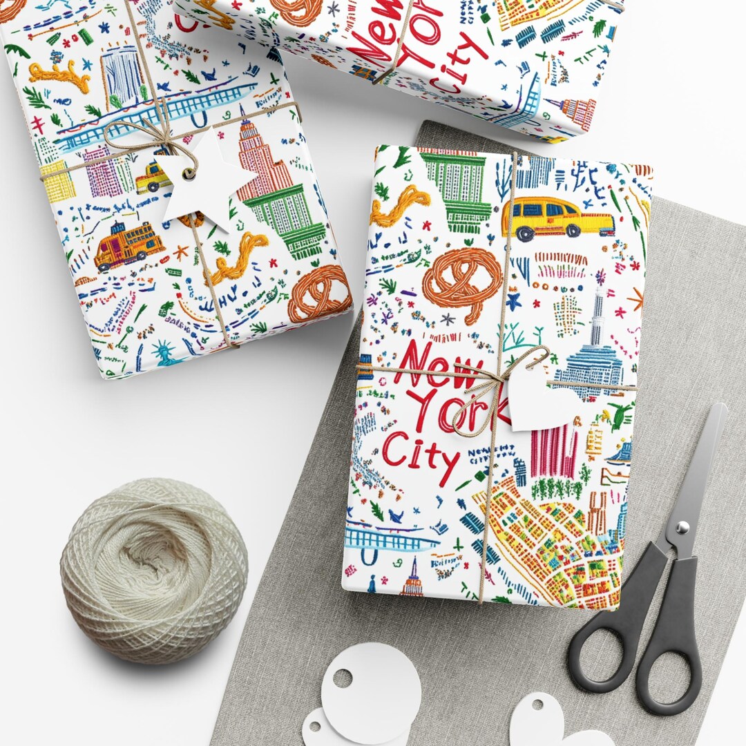 NYC Landmarks Gift Wrap: Colorful New York City Wrapping Paper - Etsy