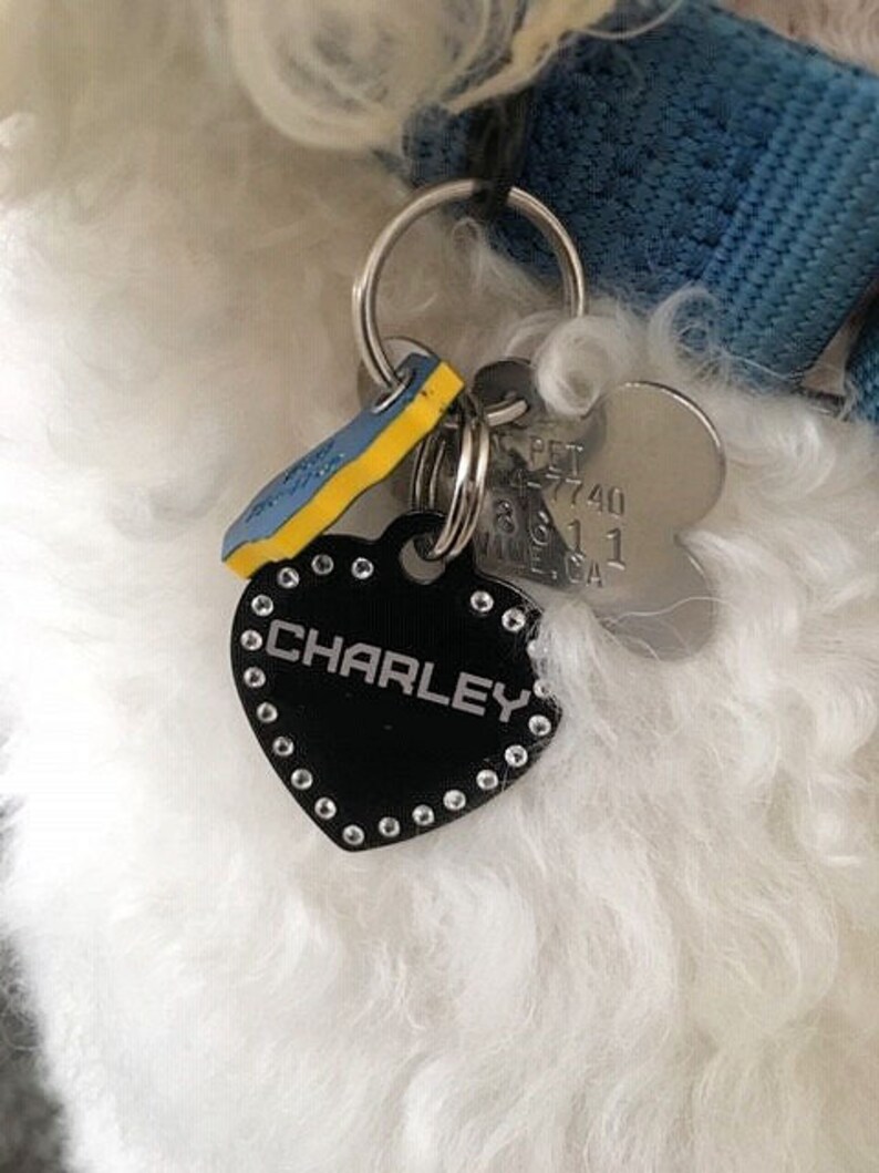 Swarovski Element Heart Personalized, Pet ID Tag Aluminum, Rhinestone ...