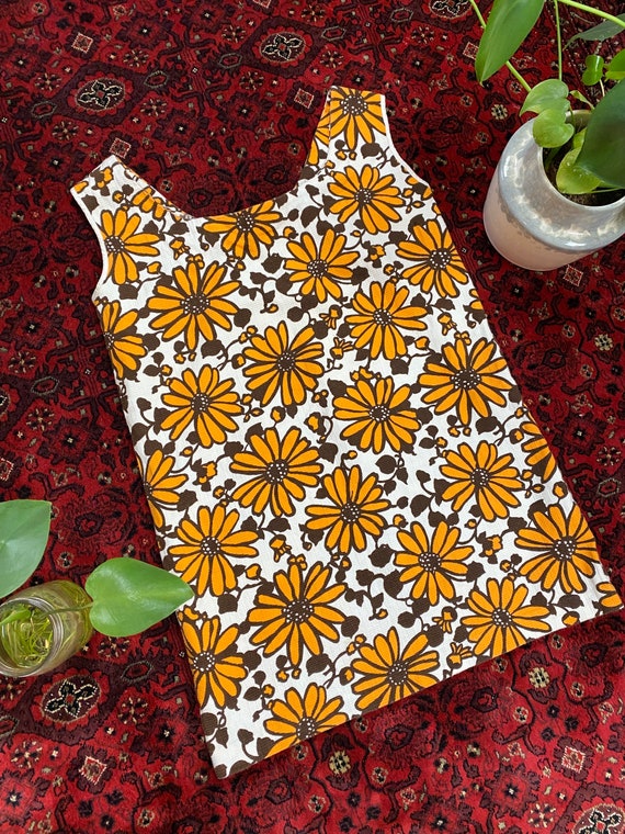 1960s Flower Power Daisy Micro Mini Dress - Gem