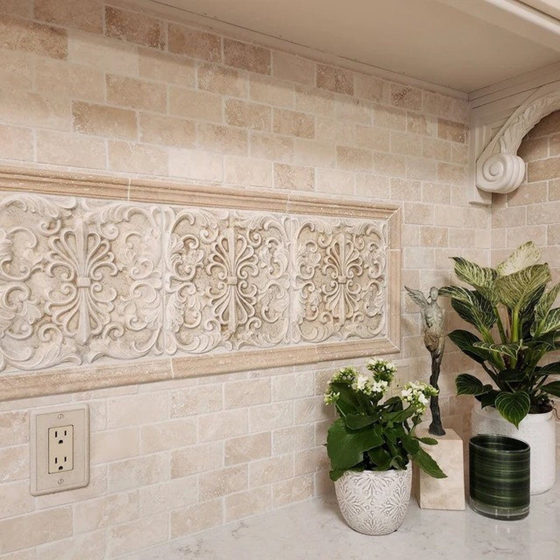Elegant Decorative Kitchen Backsplash Relief Tile in Antique Stone ...