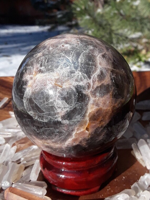 3 1/8//79.3mm Black Moonstone Sphere//Black Moon stone | Etsy