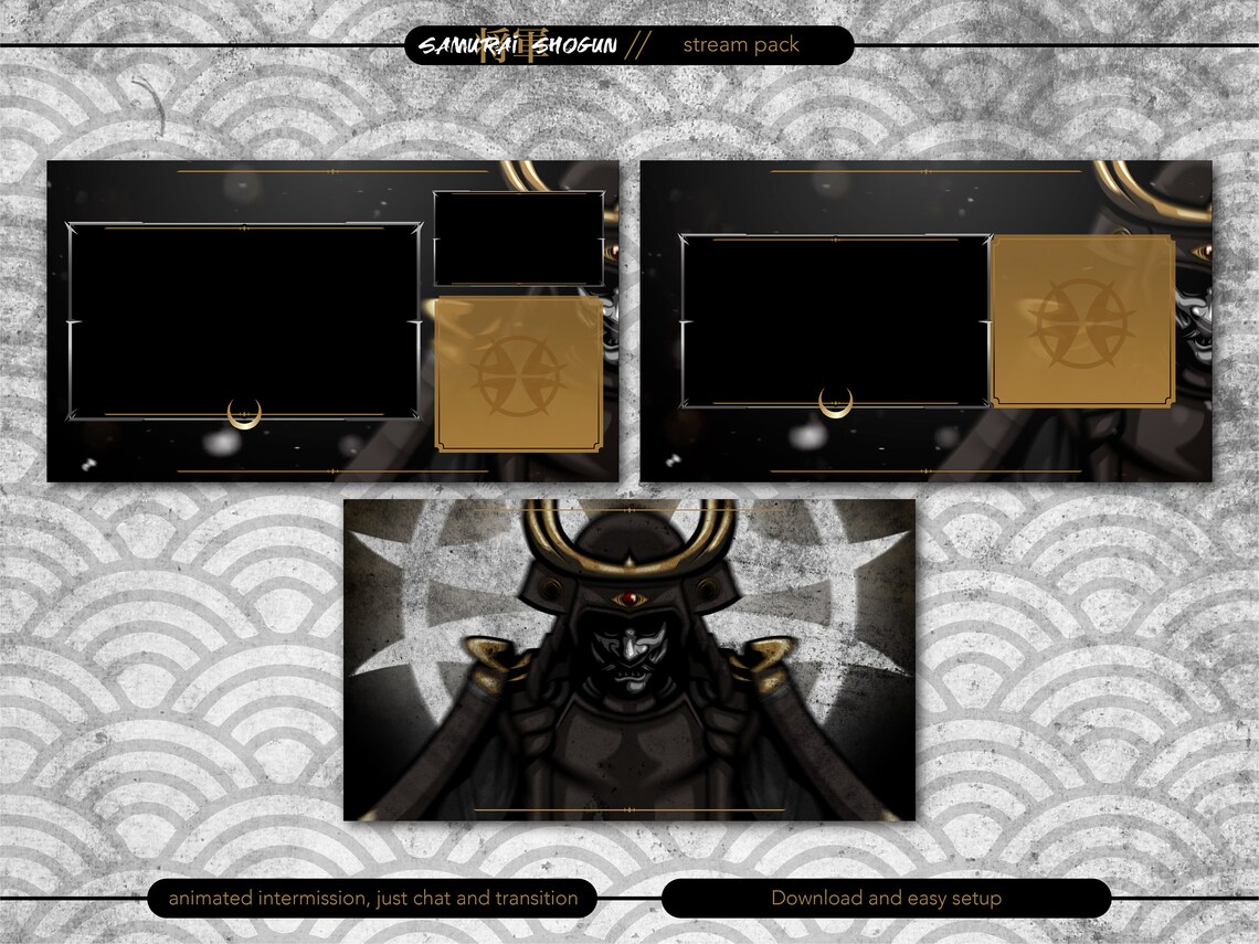 Twitch Overlay Twitch, Japanese Overlay, Samurai Shogun Oni Mask ...