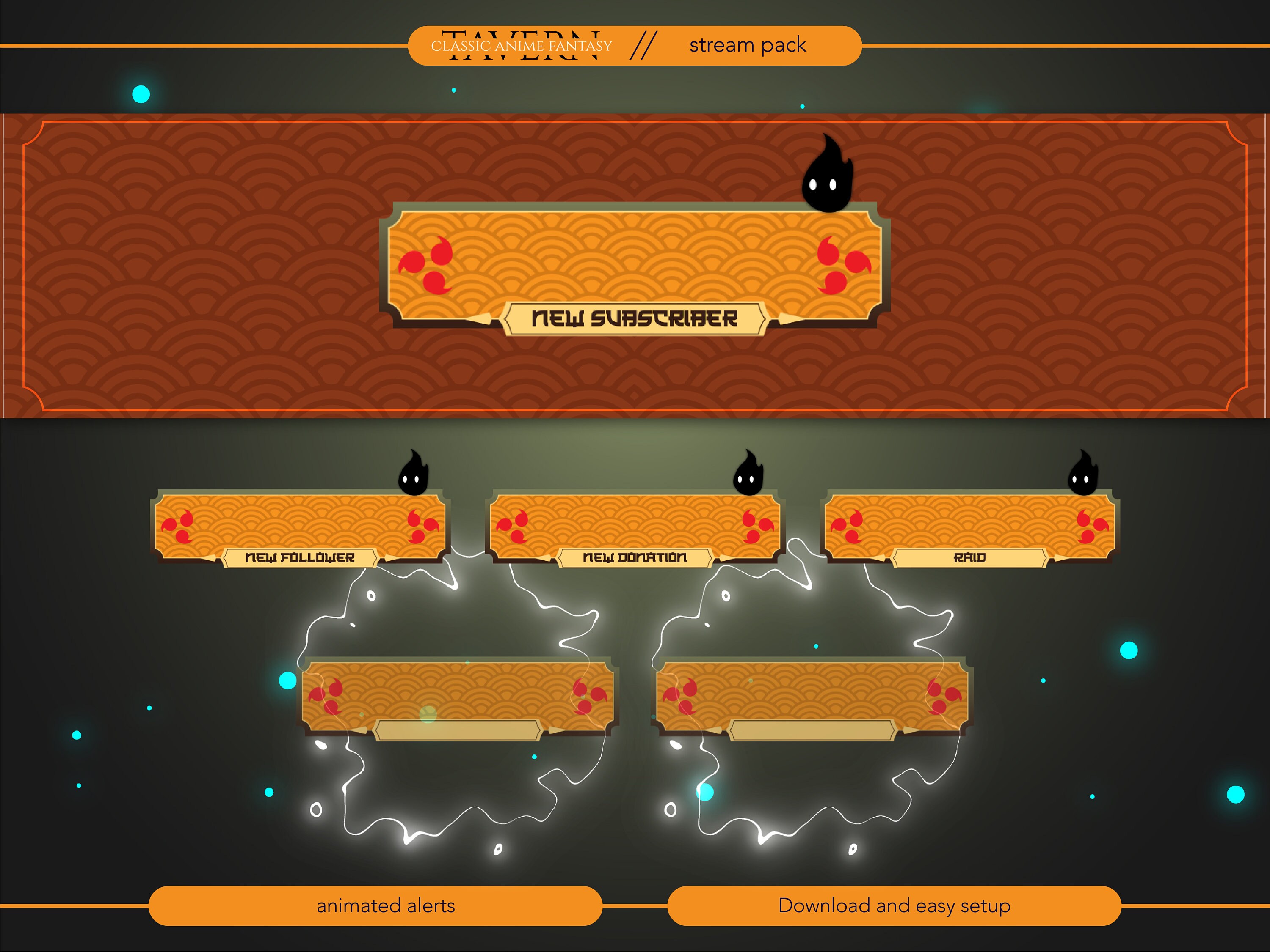 Full Animated Stream Overlay Package, Relaxing Chill Classic Anime ...