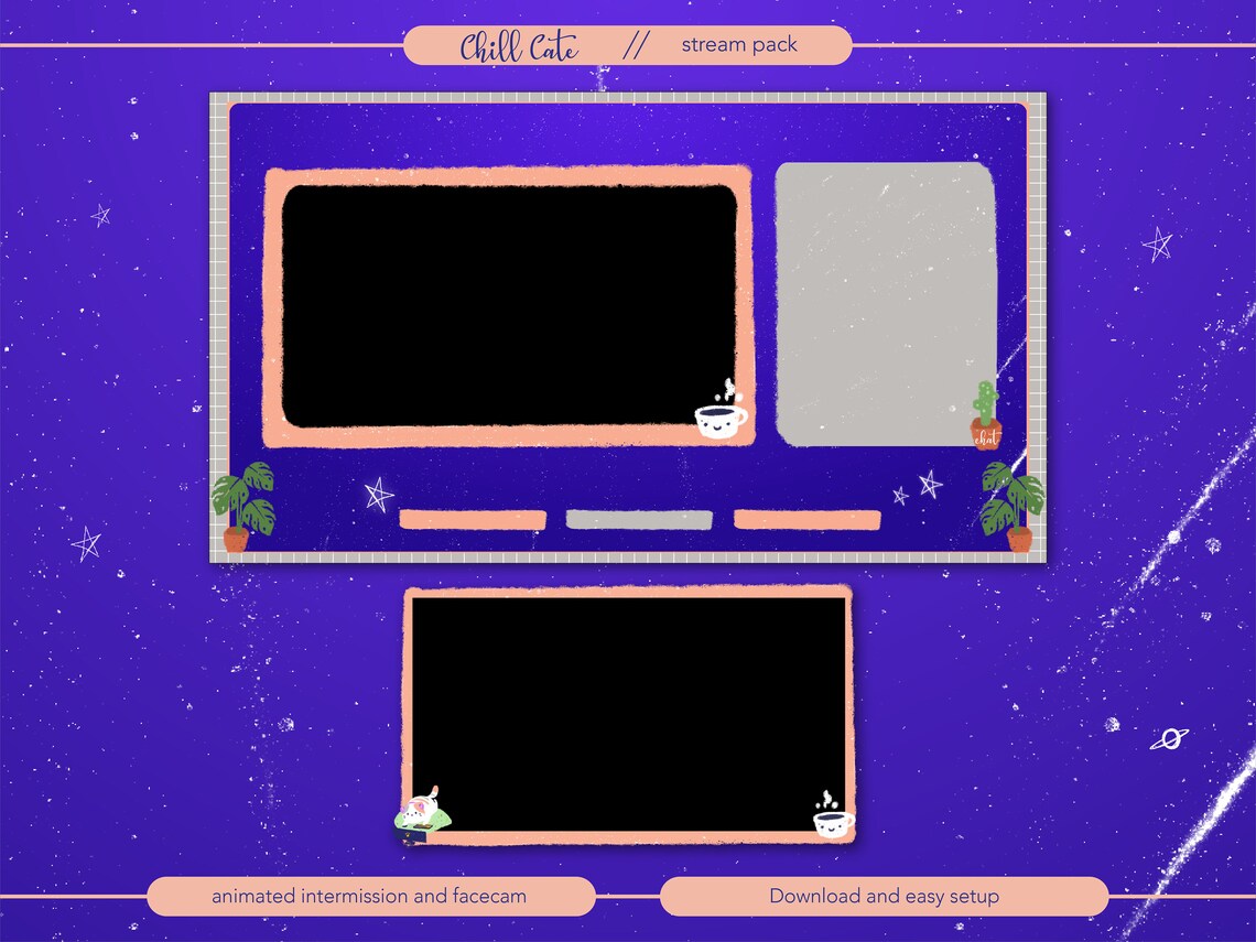 Full Animated Chill Cat Stream Overlay Package. Customizable - Etsy